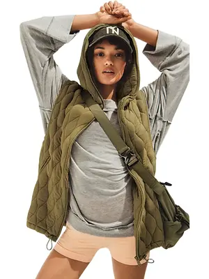 Free People FP Movement Dream Big Quilted Vest Army