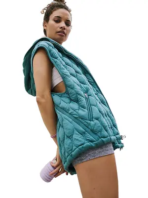 Free People FP Movement Dream Big Quilted Vest Blue