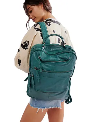 Free People East End Leather Backpack Hunter Green