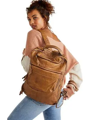 Free People East End Leather Backpack - Sand