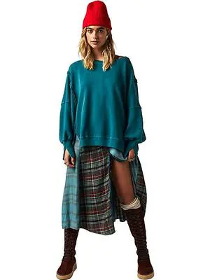 Free People We The Free Camden Sweatshirt Deep Teal