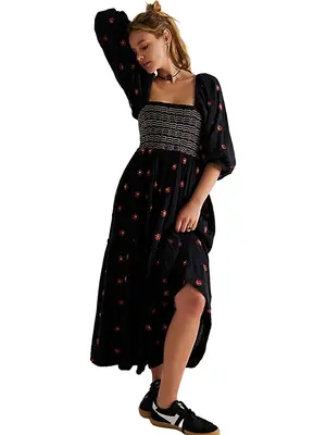 Free People Free People Dahlia Embroidered Maxi Dress Black