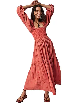 Free People Free People Dahlia Embroidered Maxi Dress Pink