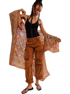 Free People Magic Dance Border Print Duster Clay