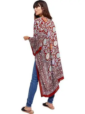Free People Magic Dance Border Print Duster Copper Combo