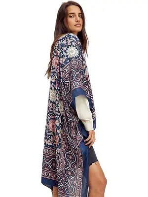 Free People Magic Dance Border Print Duster Indigo Combo