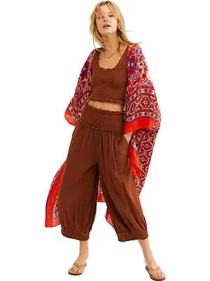 Free People Magic Dance Border Print Duster Mandarin Combo