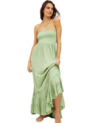 Free People Extratropical Maxi Dress Emerald Moth