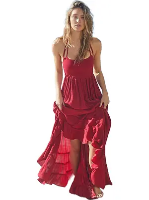 Free People Extratropical Maxi Dress Red