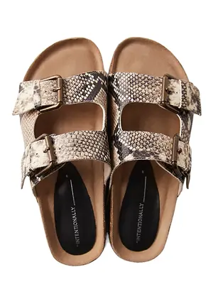 Intentionally Blank Rule Breaker Flatform Sandals Black/white Python