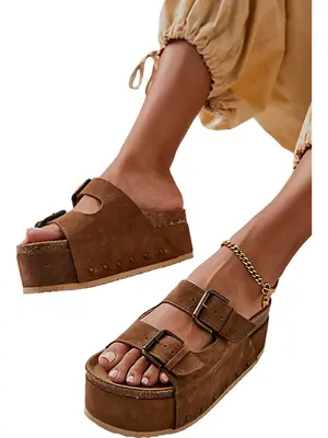 Intentionally Blank Rule Breaker Flatform Sandals Fawn