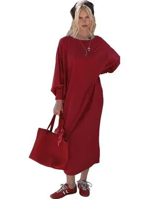 Free People Free People Oversized Maxi Dress With Dolman Sleeves Deep Cherry