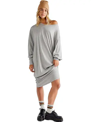Free People Free People Oversized Maxi Dress With Dolman Sleeves Heather Grey