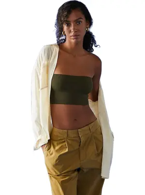 Free People Adrienne Bandeau Top Deep Olive
