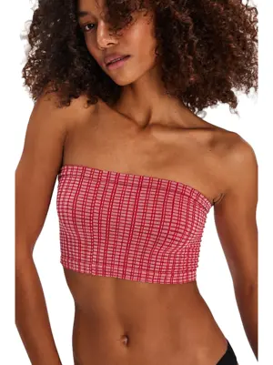 Free People Adrienne Bandeau Top Red/white Gingham