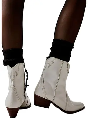 Free People Western Ankle Boots Blanc