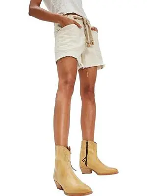 Free People Western Ankle Boots - Light Tan Leather