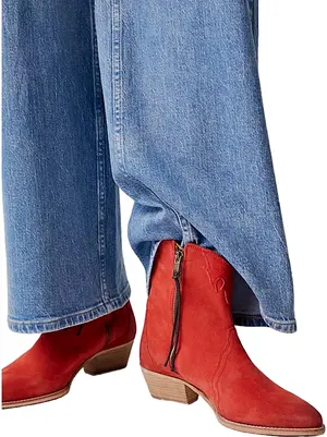 Free People Western Ankle Boots Orange