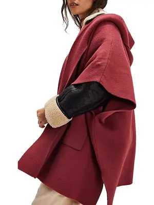 Free People Free People All I Need Cozy Hooded Duster Aged Red