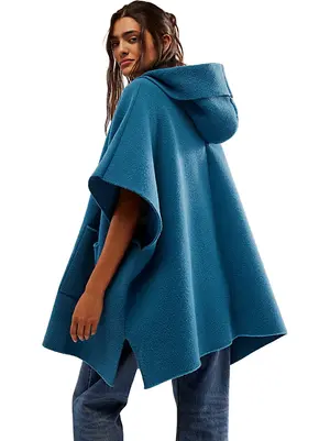 Free People Free People All I Need Cozy Hooded Duster Ocean