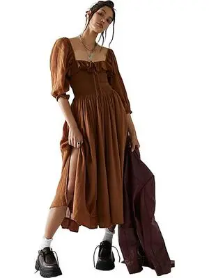 Free People Free People Free-est Oasis Midi Dress Cigar