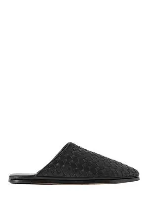 Bottega Veneta Intrecciato Leather Slippers - Black