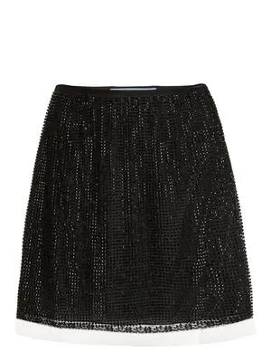 Prada Crystal-embellished Tulle Mini Skirt - Black