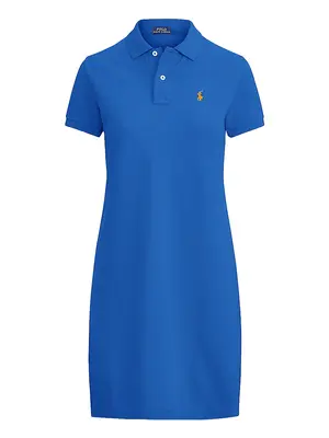 Polo Ralph Lauren Cotton Mesh Short-sleeve Polo Dress Elite Blue