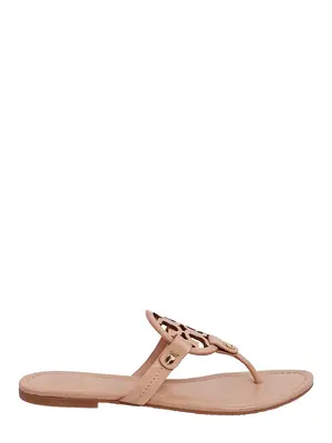Tory Burch Women's Miller Leather Thong Sandals - Violet Blanc  Beige