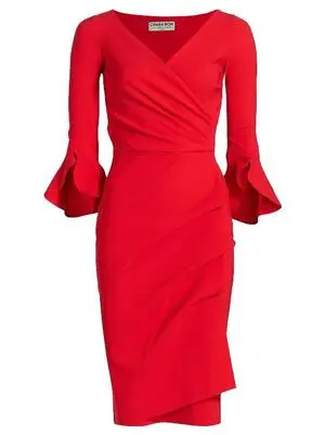 Chiara Boni La Petite Robe Trina Ruffle Sheath Dress Geranium