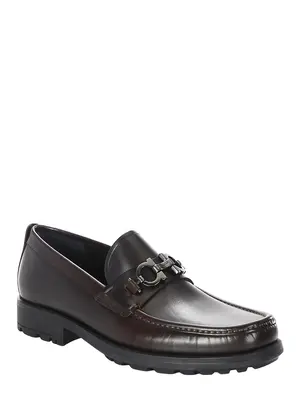 FERRAGAMO David Gancini Bit Leather Loafers Hickory