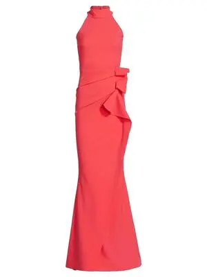 Chiara Boni La Petite Robe Gudrum Halter Ruffle Gown - Corallo