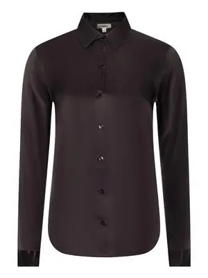 L'Agence Tyler Silk Satin Blouse - Dark Java
