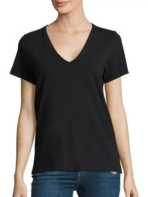 Rag & Bone V-neck Cotton Tee - Black