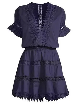 Peixoto Ora Embroidered Mini Dress Navy Blue