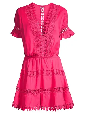 Peixoto Ora Embroidered Mini Dress Pomegranate