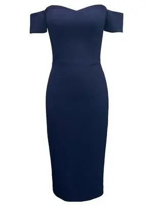 Dress The Population Bailey Off-the-shoulder Midi Dress - Navy
