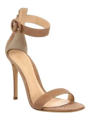 GIANVITO ROSSI Portofino Suede Sandals - Praline