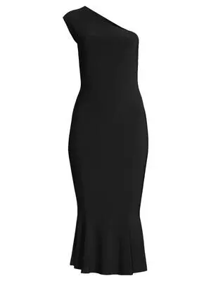 Norma Kamali One Shoulder Fishtail Dress - Black