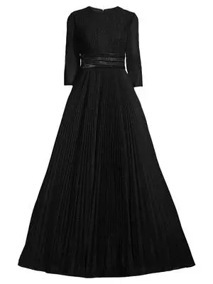 Mac Duggal Shimmering Pleated A-line Gown - Black