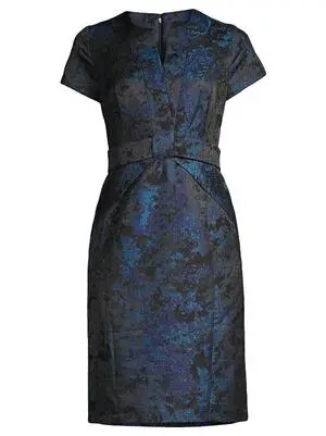 Shani Jacquard Sheath Dress - Blue