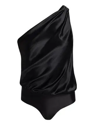Cami Nyc Darby One-shoulder Silk Bodysuit - Black