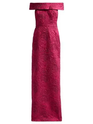 Rickie Freeman For Teri Jon Jacquard Off-the-shoulder Gown - Lipstick