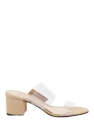 Schutz Victorie Vinyl & Suede Mules - Tan
