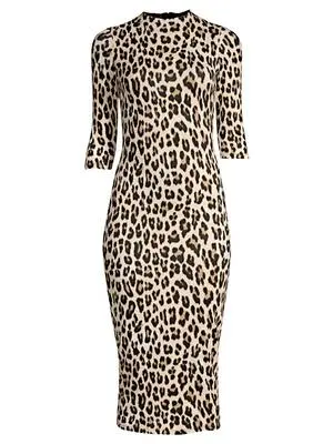Alice + Olivia Delora Leopard Bodycon Dress - Textured Leopard