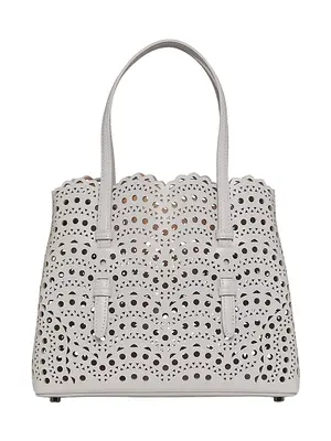 Alaïa Alaïa Mina 25 Perforated Leather Tote Gris Perle