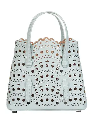 Alaïa Alaïa Mina 25 Perforated Leather Tote Gris Vert