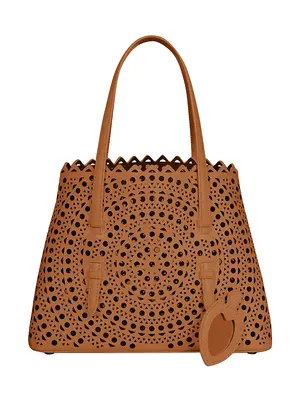Alaïa Alaïa Mina 25 Perforated Leather Tote Tan