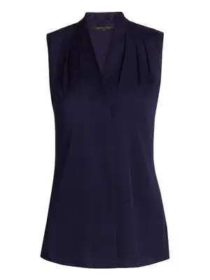 Kobi Halperin Mila Sleeveless Silk-blend Blouse Midnight Blue