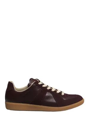 MAISON MARGIELA Replica Leather & Suede Sneakers Deep Red